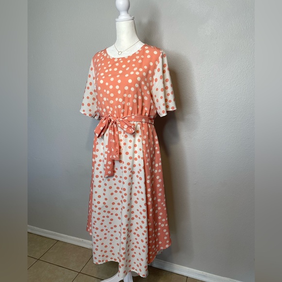 Flamingo | Dresses | Pink Spring Polka Dots Dress Womens Medium ...